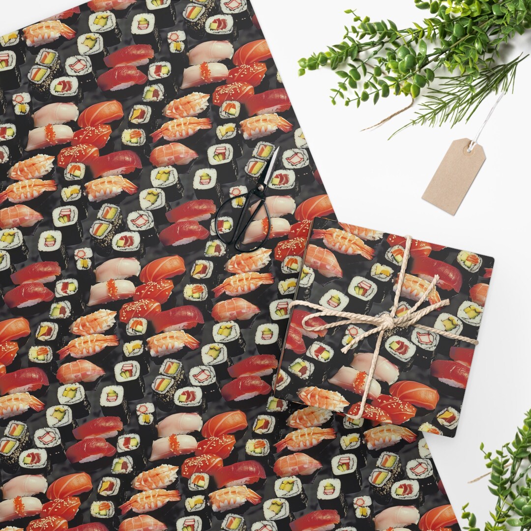 Sushi and Sashimi Wrapping Paper Japanese Food Giftwrap Asian Food Gift ...