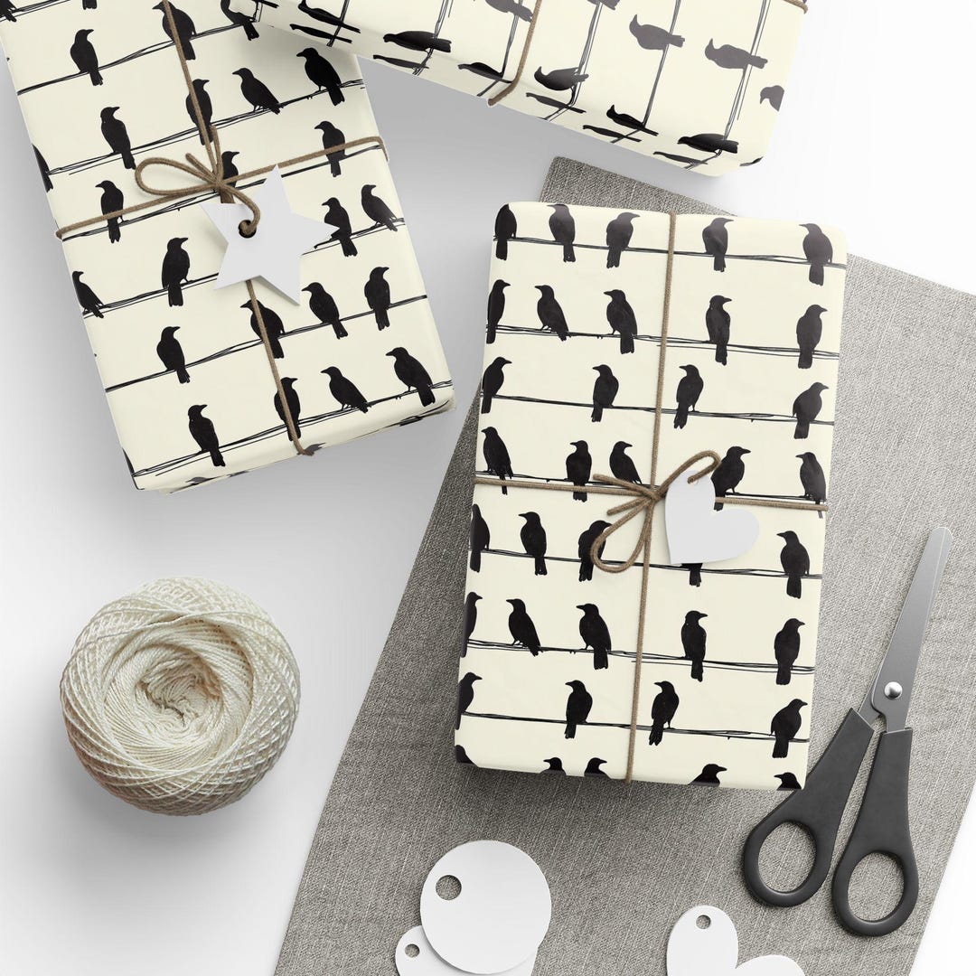 Wrapping Papers - Crow Pattern, Gift Wrap, Crow Lover Gift, Bird Theme ...