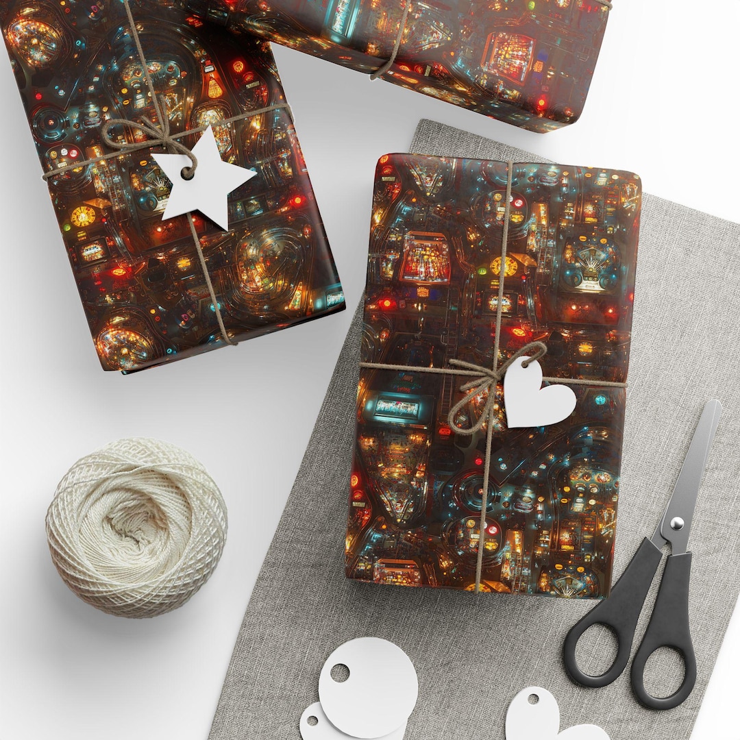 Pinball Machine Wrapping Papers, Gift Wrap Sheets, Gaming Theme Party ...