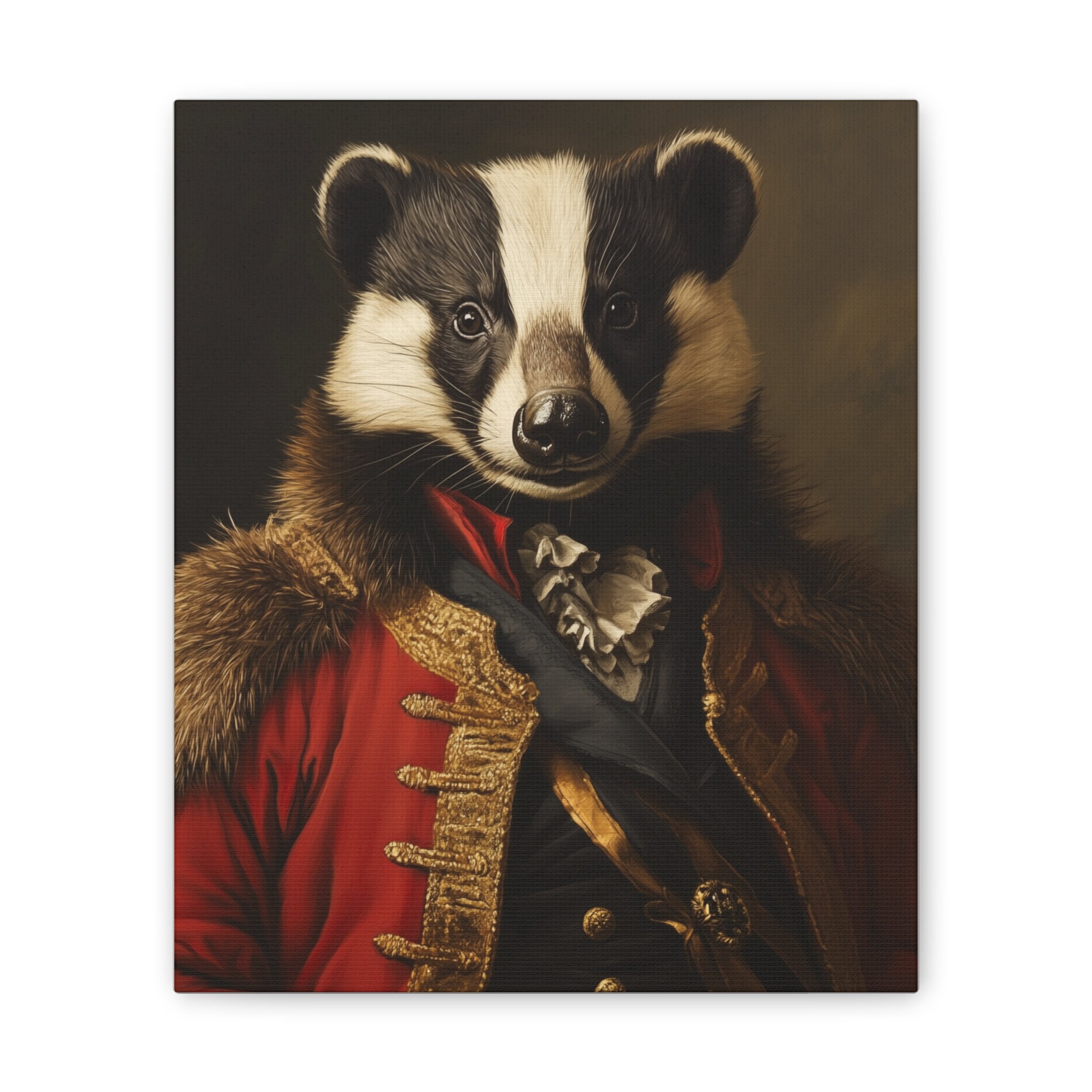 10x12 Military Badger Portrait on Canvas Nopoleanic Anthropomorphic ...