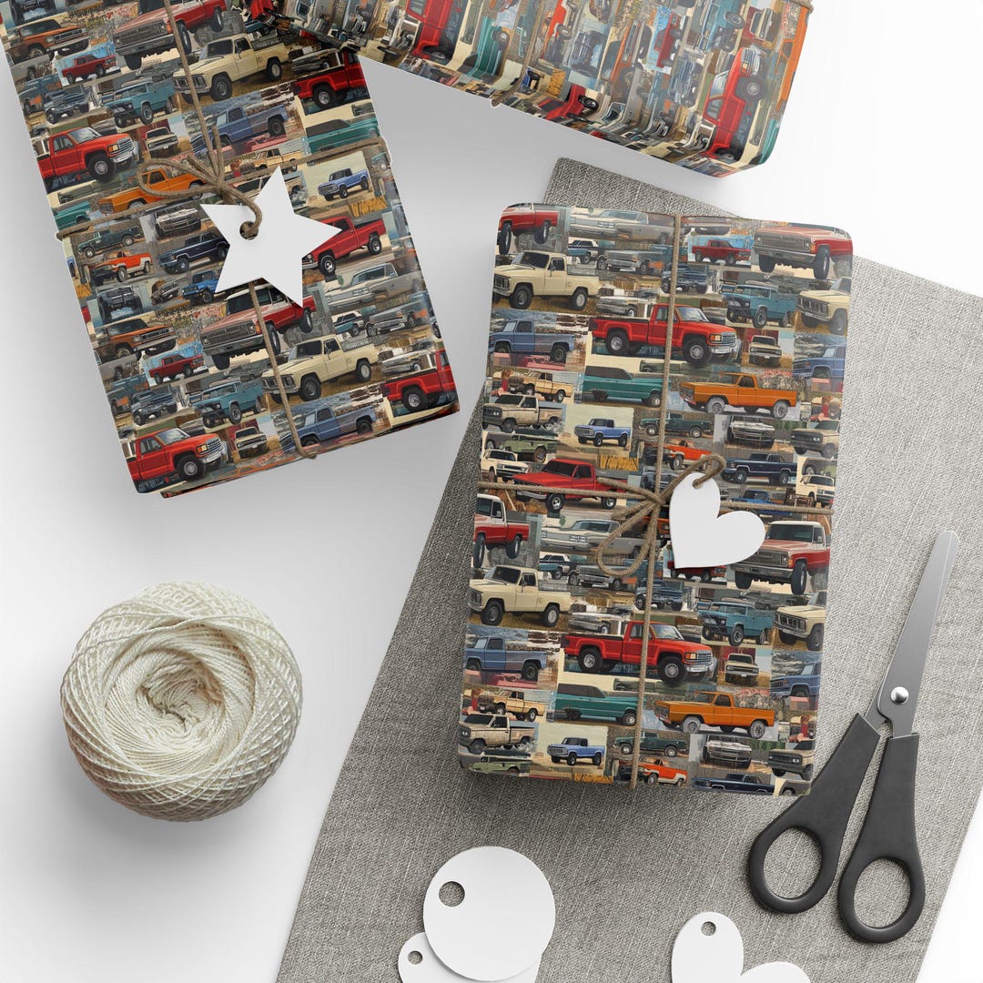 Pickup Truck Wrapping Papers, Farm Truck Gift Wrap, Vintage Car Present ...
