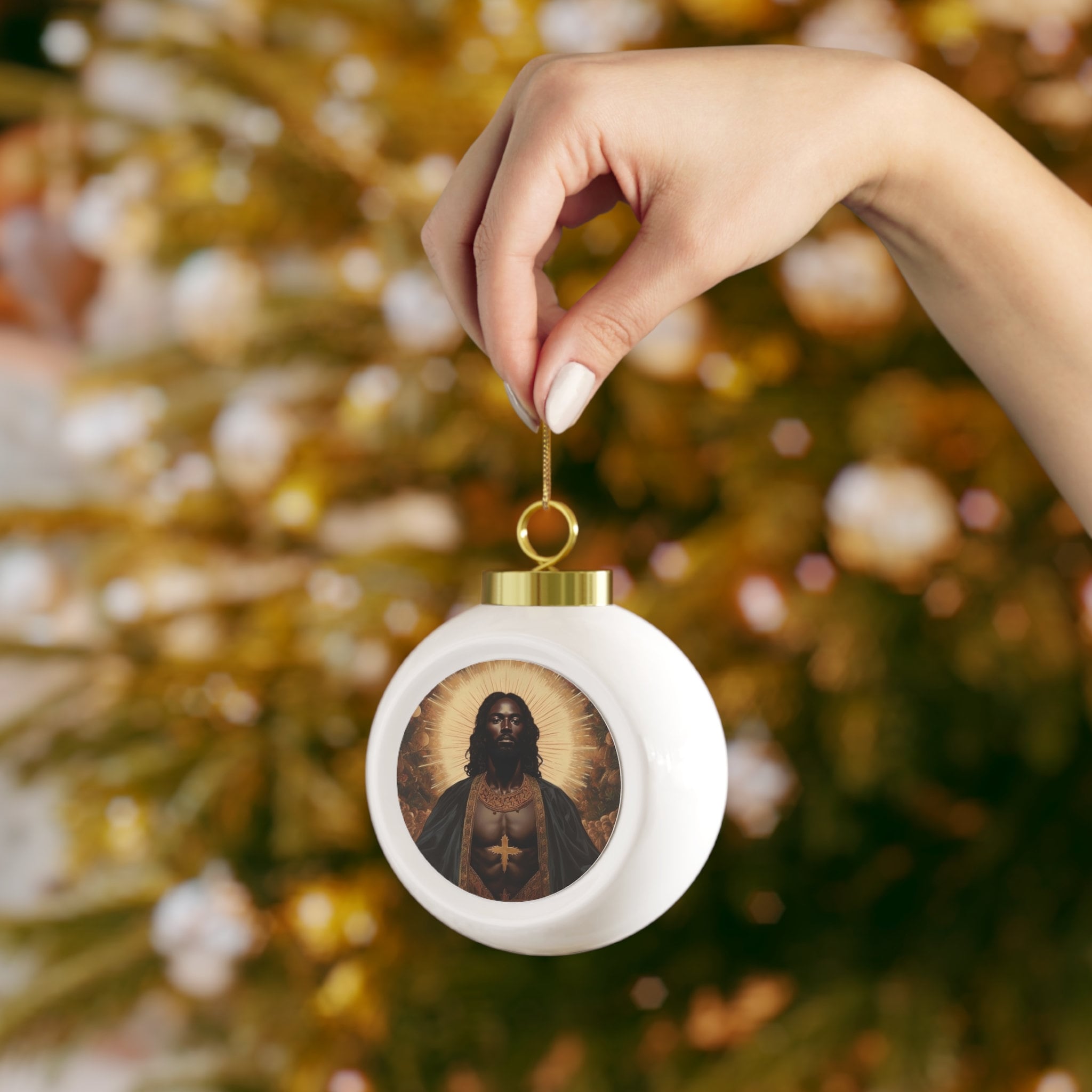 Black Jesus Christmas Ball Ornament - Etsy