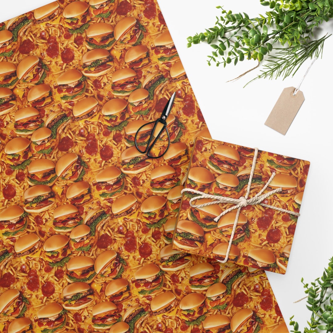 Funny Fast Food Wrapping Paper: Burgers, Fries, Pizza - Etsy