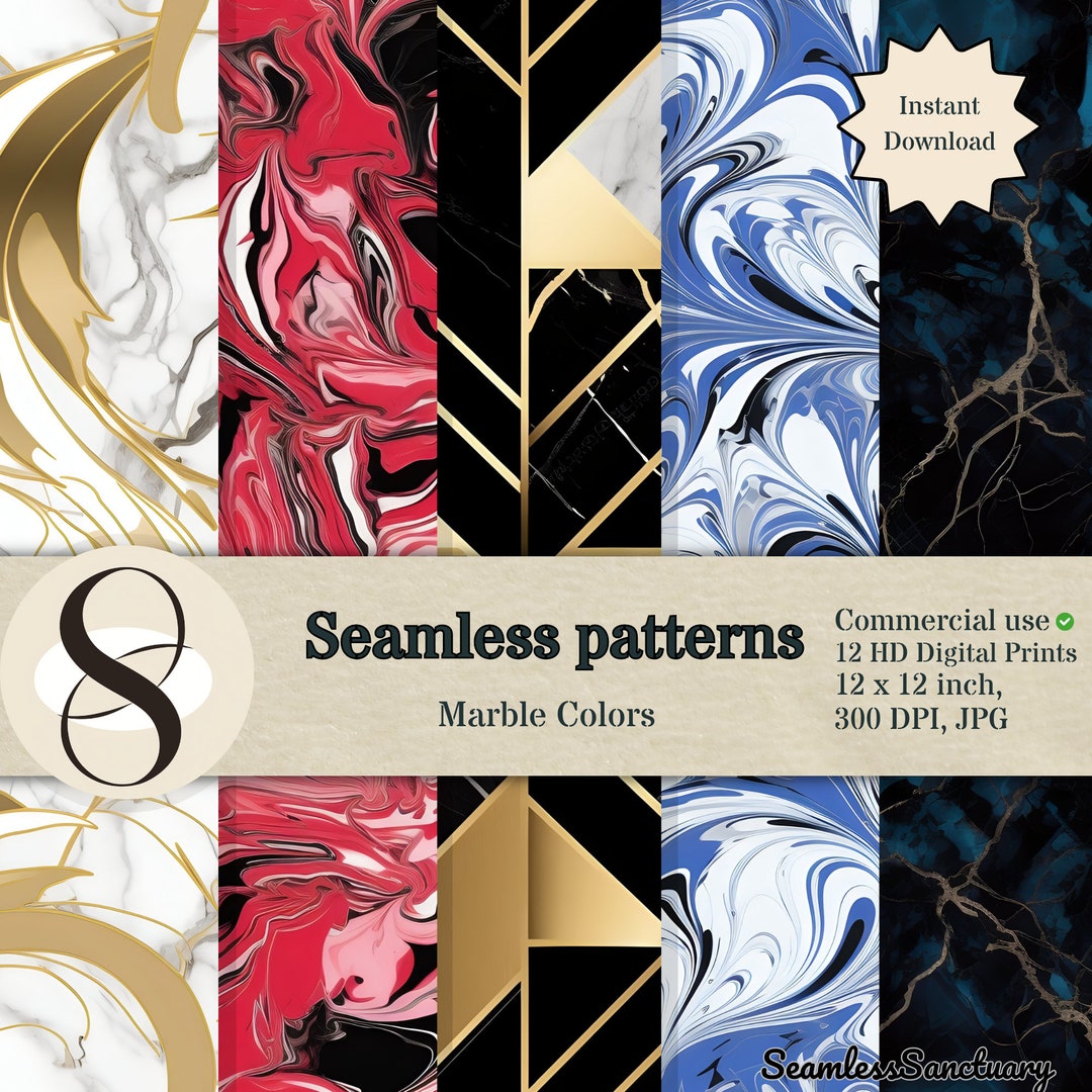 12 Marble Colors Seamless Patterns: Luxurious Designs for Textiles ...