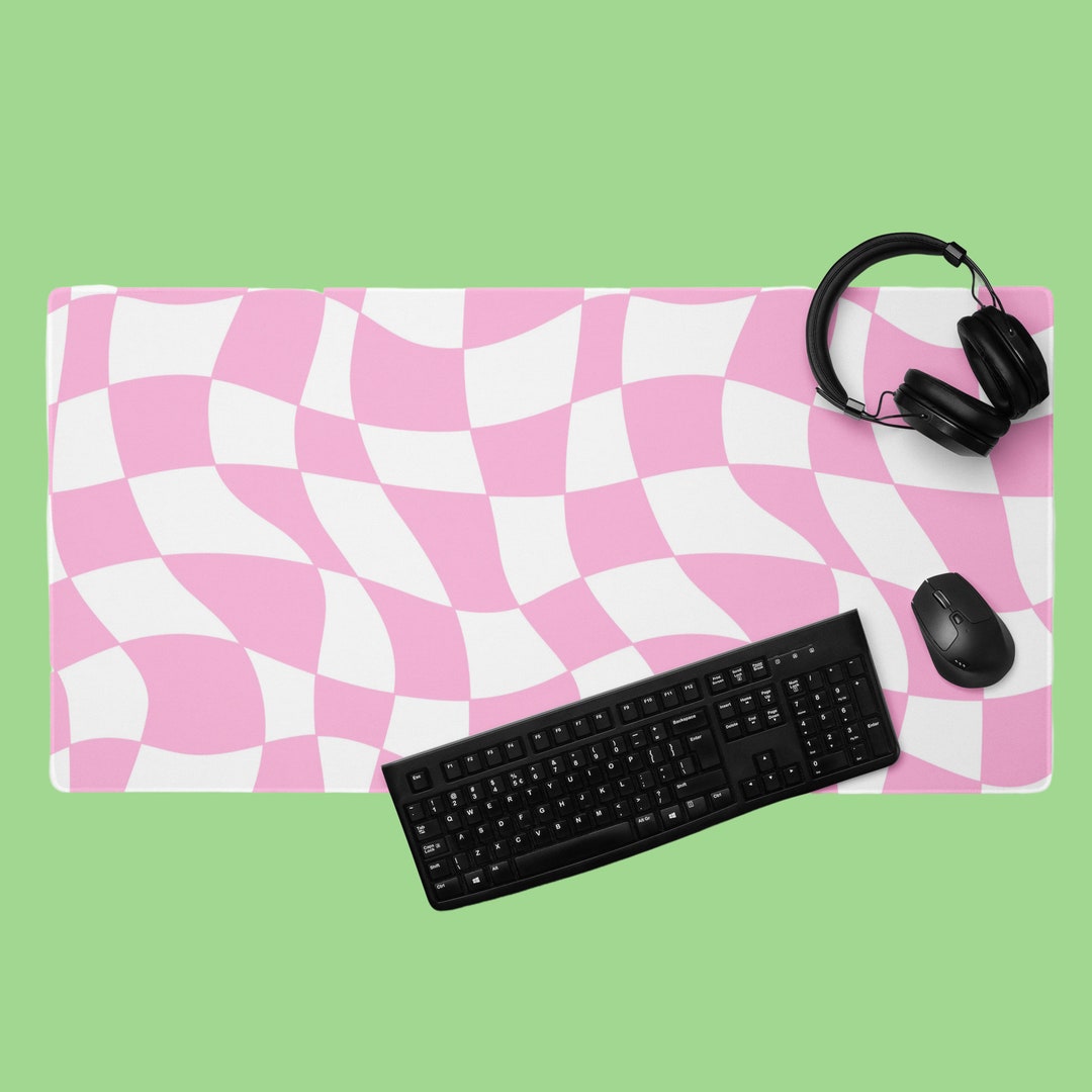 Pink Grid Groovy Desk Mat - Etsy