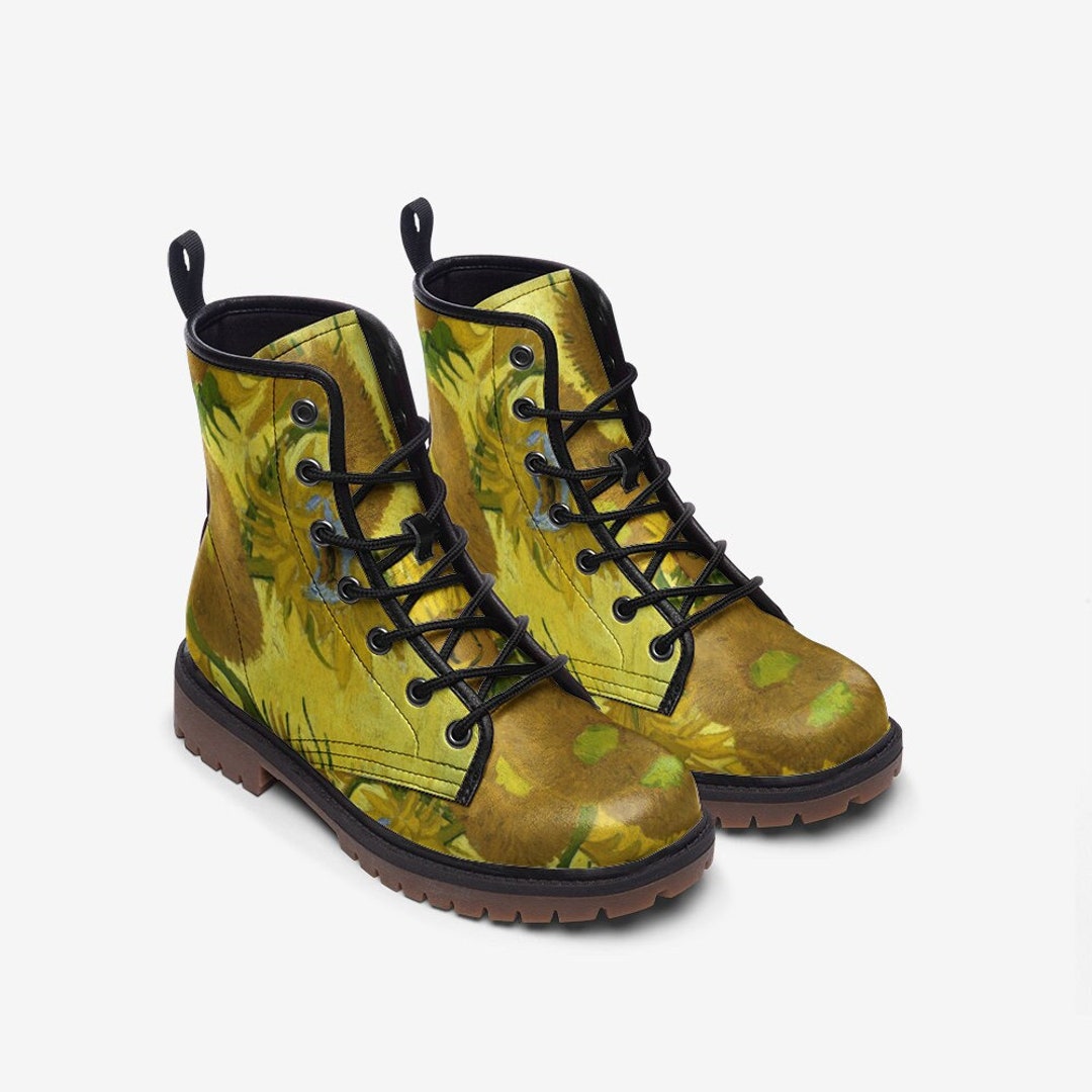 Van Gogh Sunflowers Vegan Leather Boots - Etsy Canada