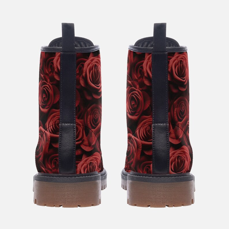 Romantic Red Roses Vegan Leather Boots - Etsy