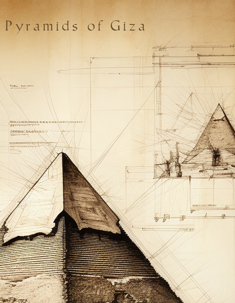 Pyramids of Giza Blueprint Poster - Etsy