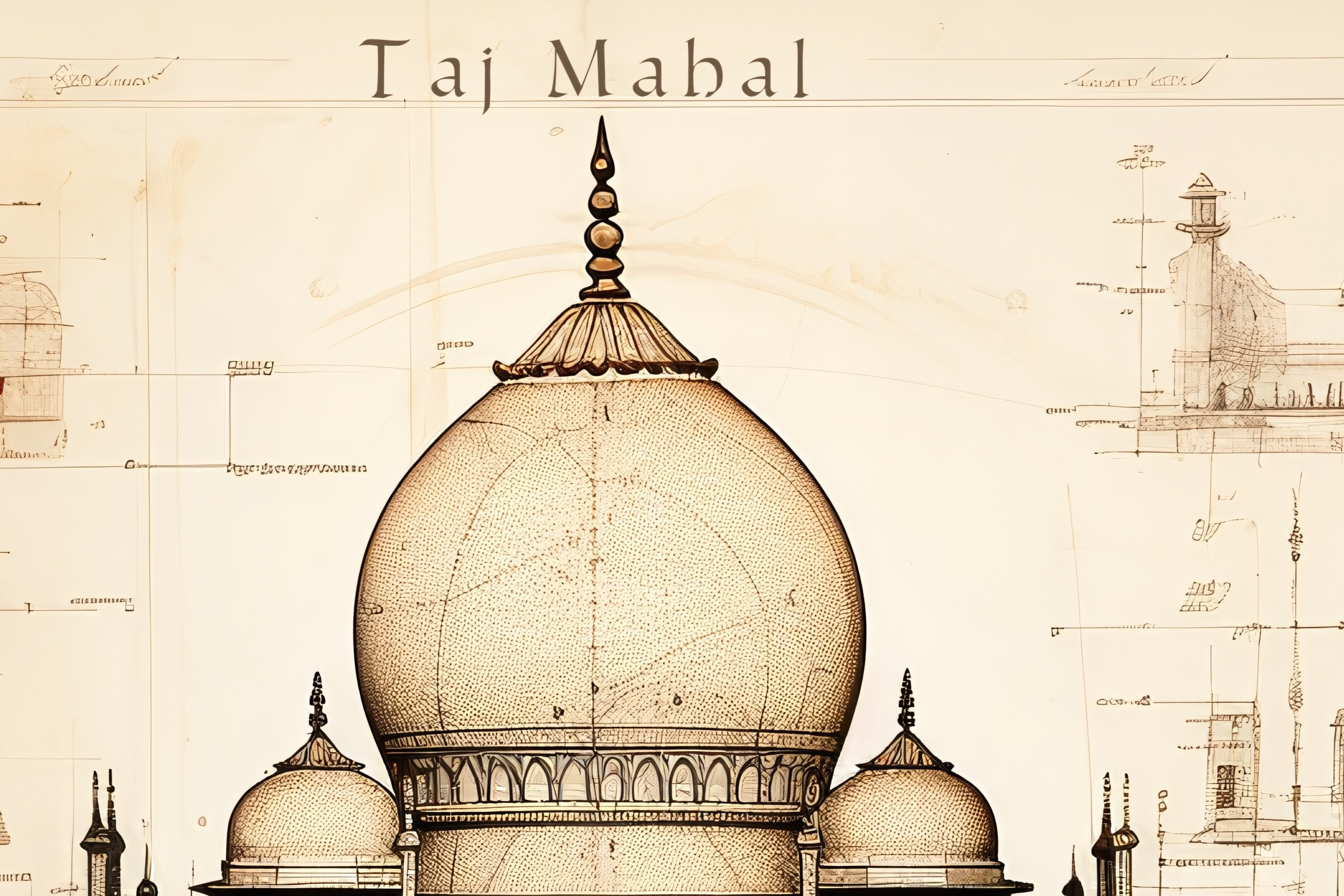 Taj Mahal Blueprint Poster - Etsy