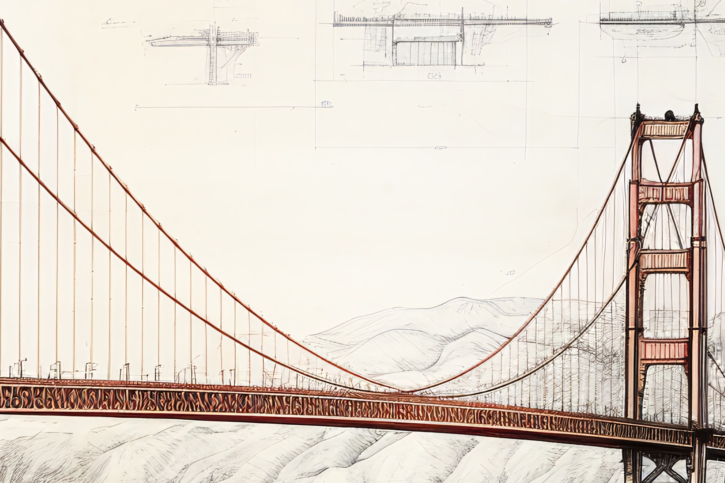Golden Gate Bridge Blueprint Poster - Etsy