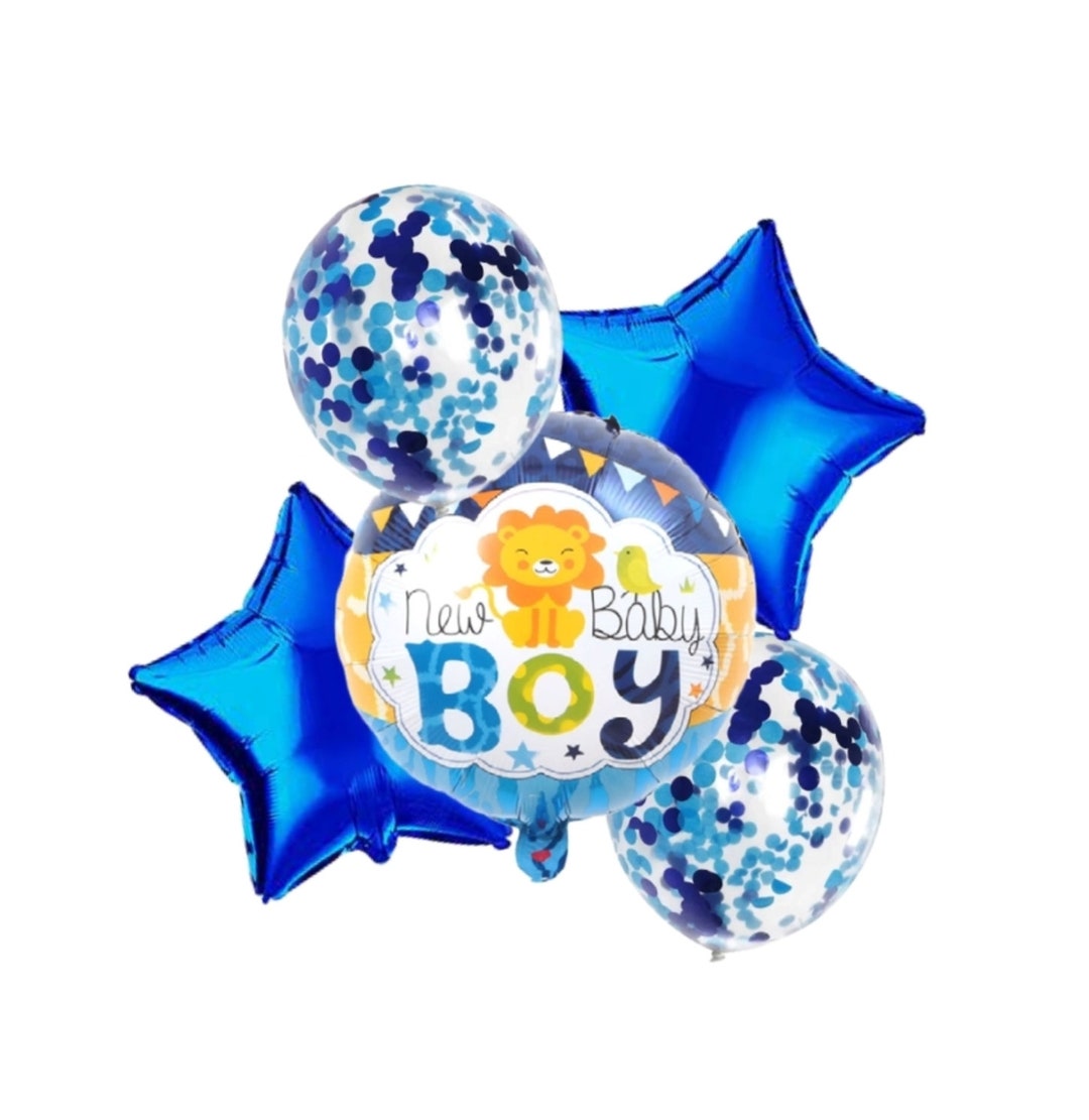 6 PCS New Baby Boy, Baby Shower, Baby Gift Blue Balloons With Blue ...
