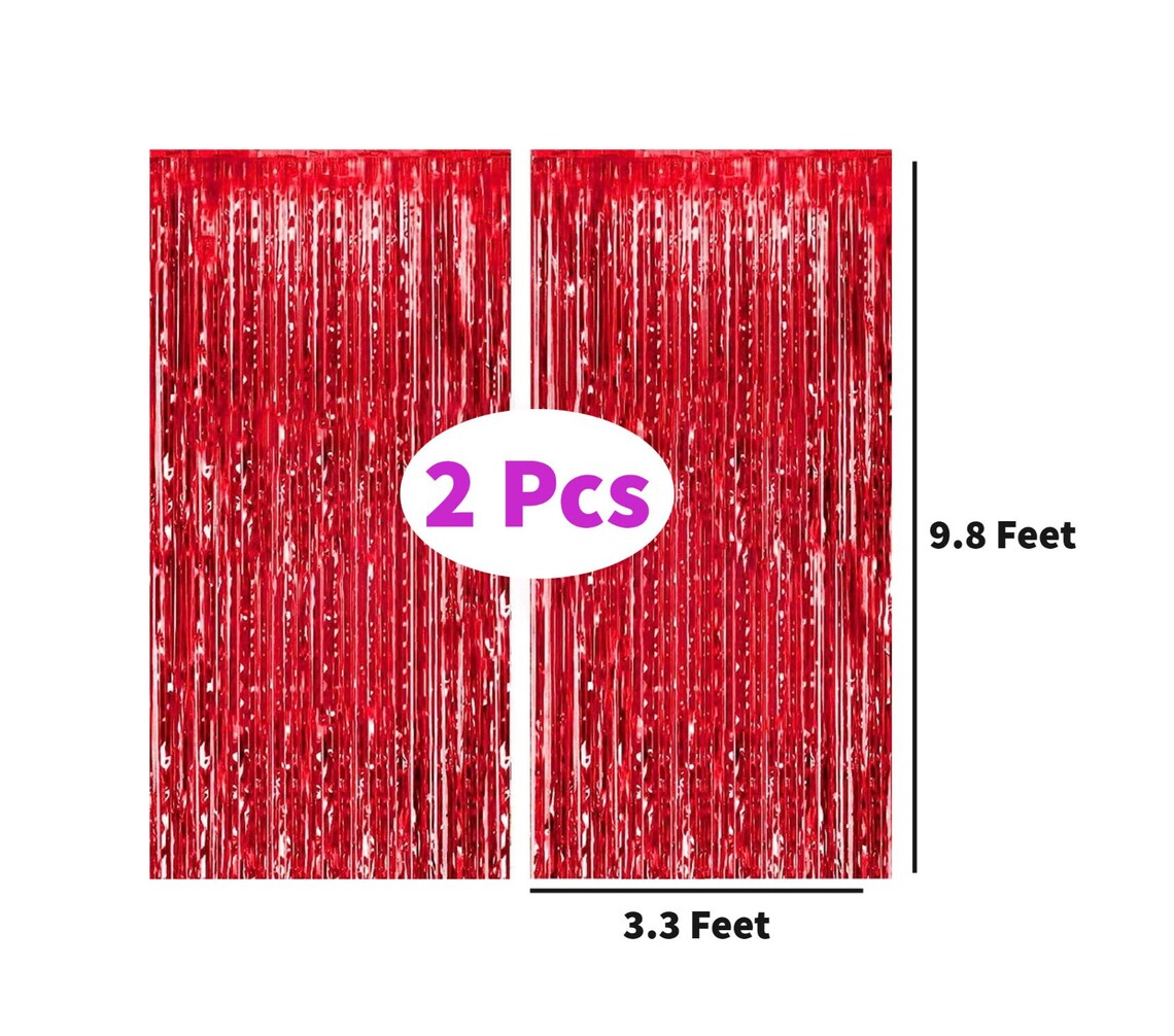 9 Ft Long Set of Two Red Foil Curtain Backdrop FC05 - Etsy