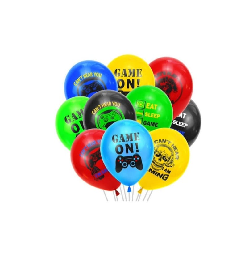 10 Pcs Mixed Gamer, Gaming, Game on Balloons of 12" Latex Balloons BQ62 ...