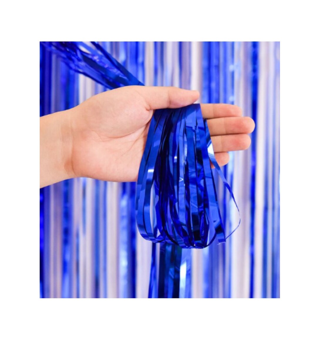 9 Ft Long Set of Two Royal Blue Foil Curtain Backdrop FC07 - Etsy