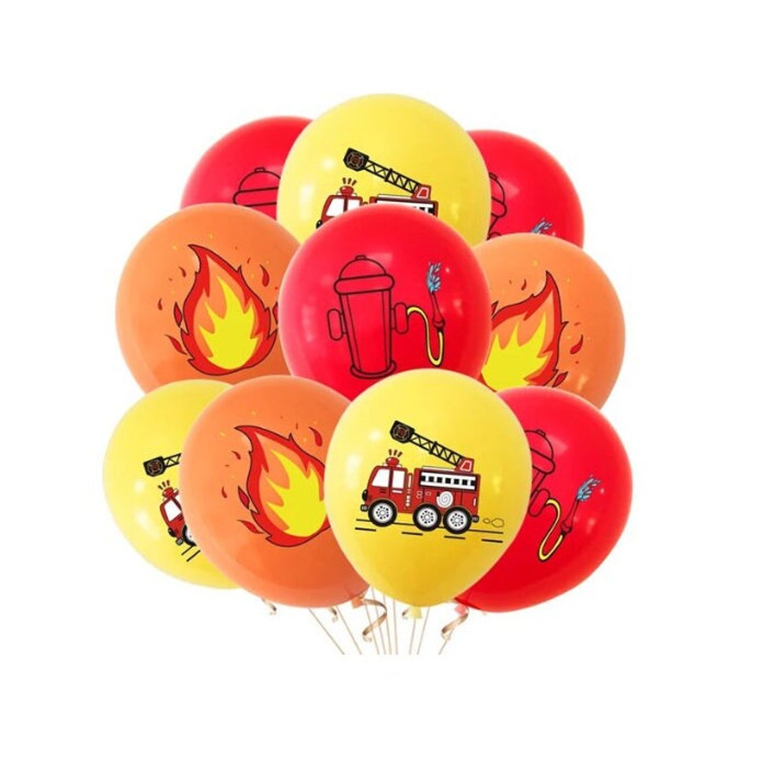 8 Pcs Fireman Fire Department Themed 12" Latex Balloons BQ127 - Etsy