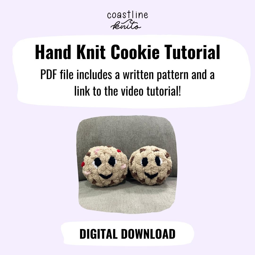 Video Tutorial Hand Knit Cookie | Finger Knit Cookie Pattern | Digital ...