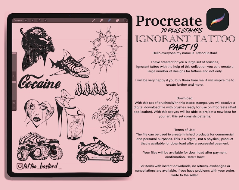 Procreate Tattoo Stamps: 70+ Ignorant Style Vectors (digital Download) - Etsy