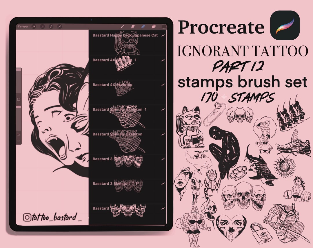 170+ Stamp Ignorant Tattoo Style From Tattoo and Digital Artist Procreate Program - Etsy
