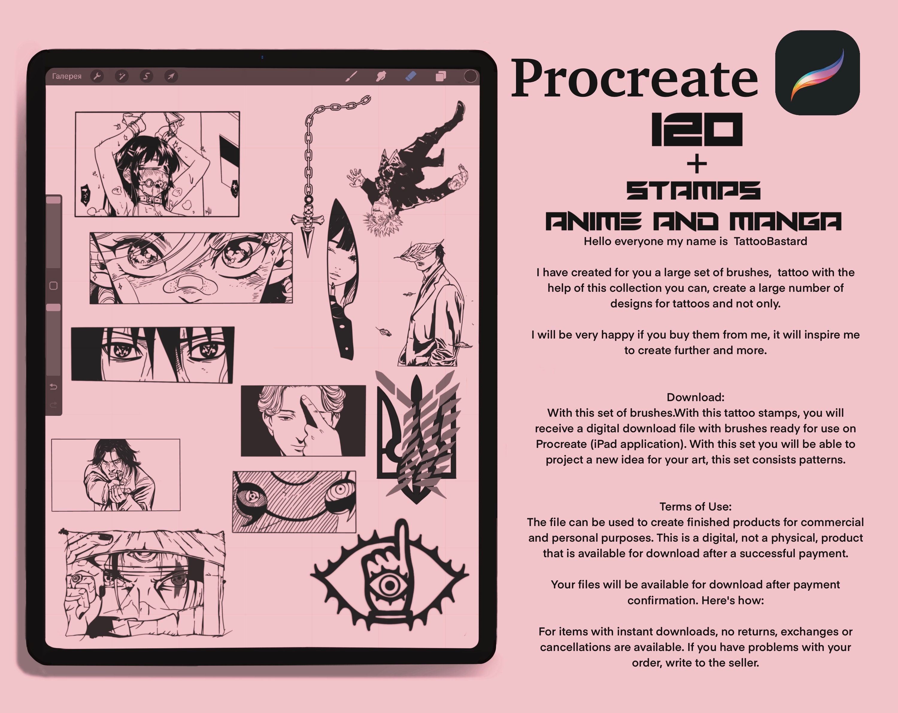 120+ Stamps Anime and Manga From Procreate - Etsy