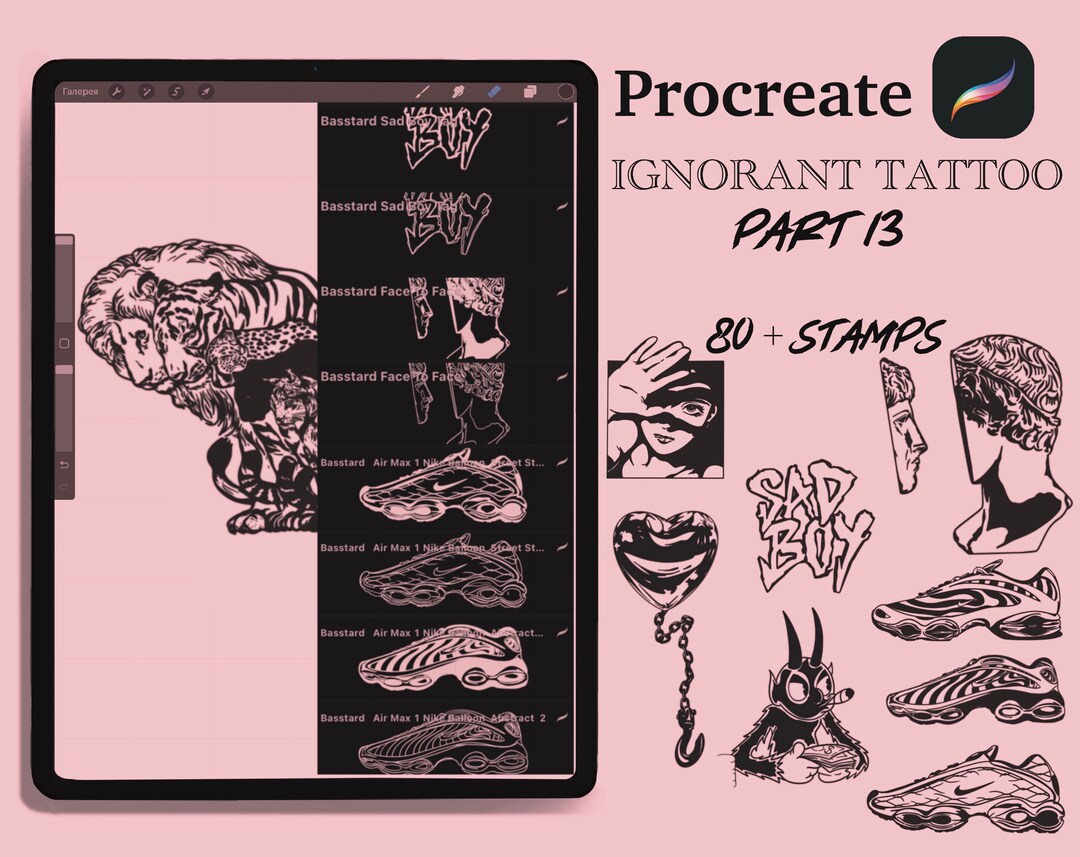 80+ Stamps Brush Ignorant Tattoo From Procreate - Etsy