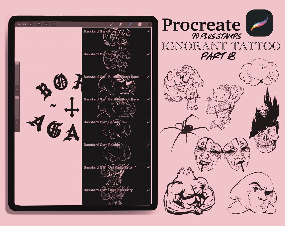 90+ Brush Stamps Ignorant Tattoo Style From Procreate - Etsy