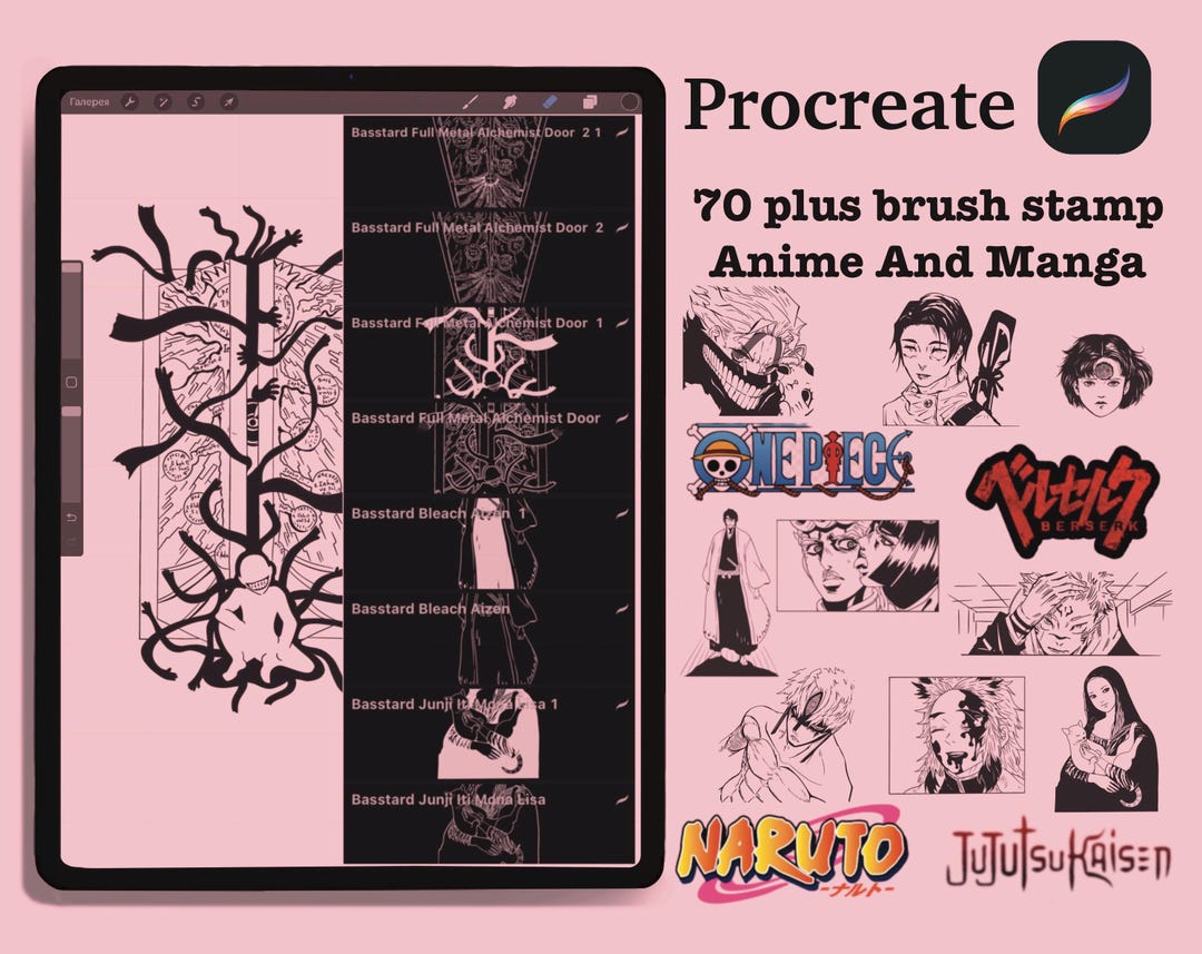 70 Plus Brush Stamps Anime and Manga From Program Procreate Digital ...