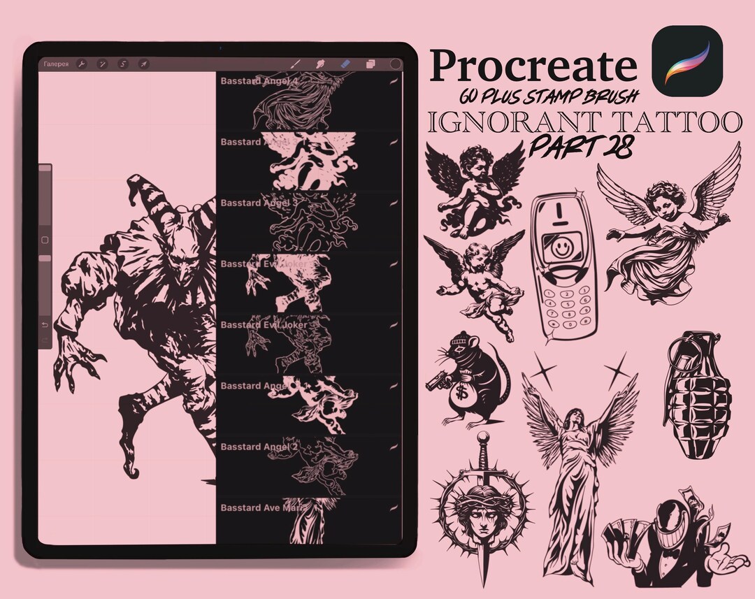 Ignorant Tattoo Procreate Brush Set – 60+ Flash Stamp Brushes for Tattoo Design & Sketching - Etsy