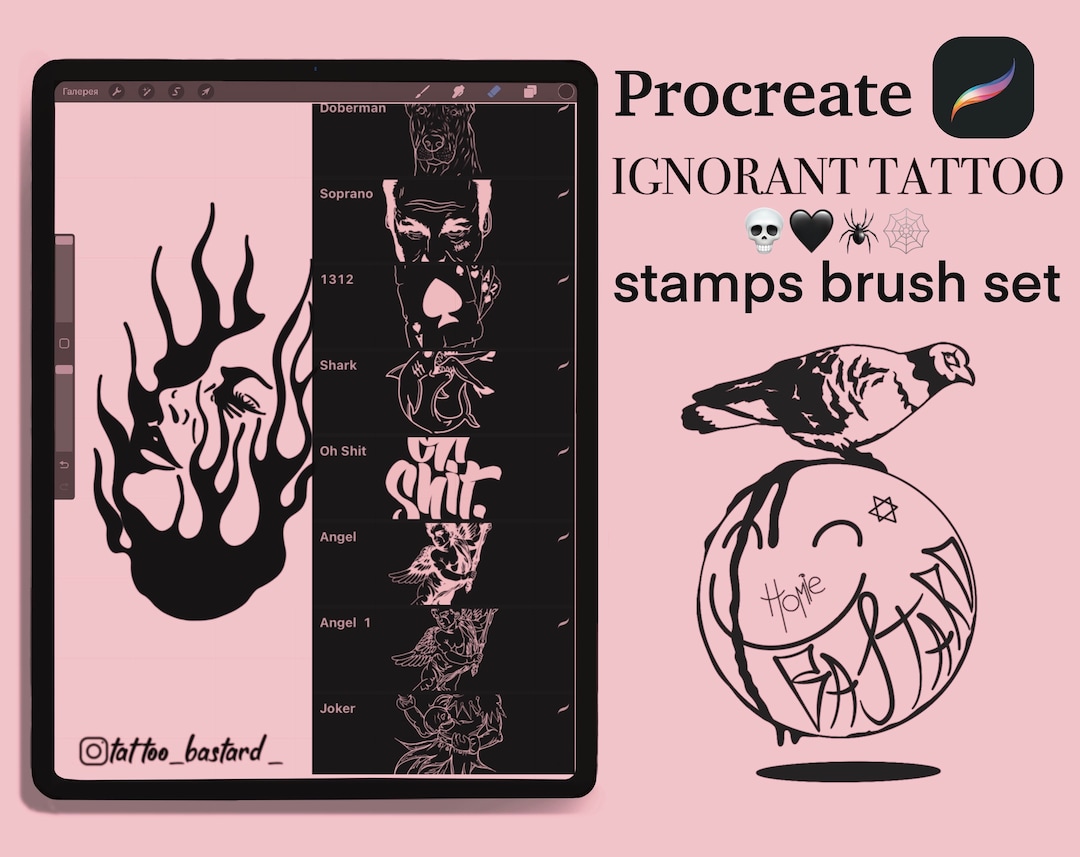 Ignorant Tattoo Brush Stamps Set From Tattoo and Digital Artist Procreate - Etsy