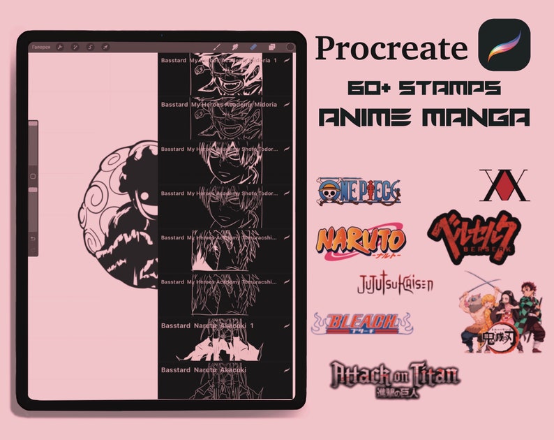 60 Plus Anime and Manga Stamps From Procreate Tattoo Ideas Digital ...