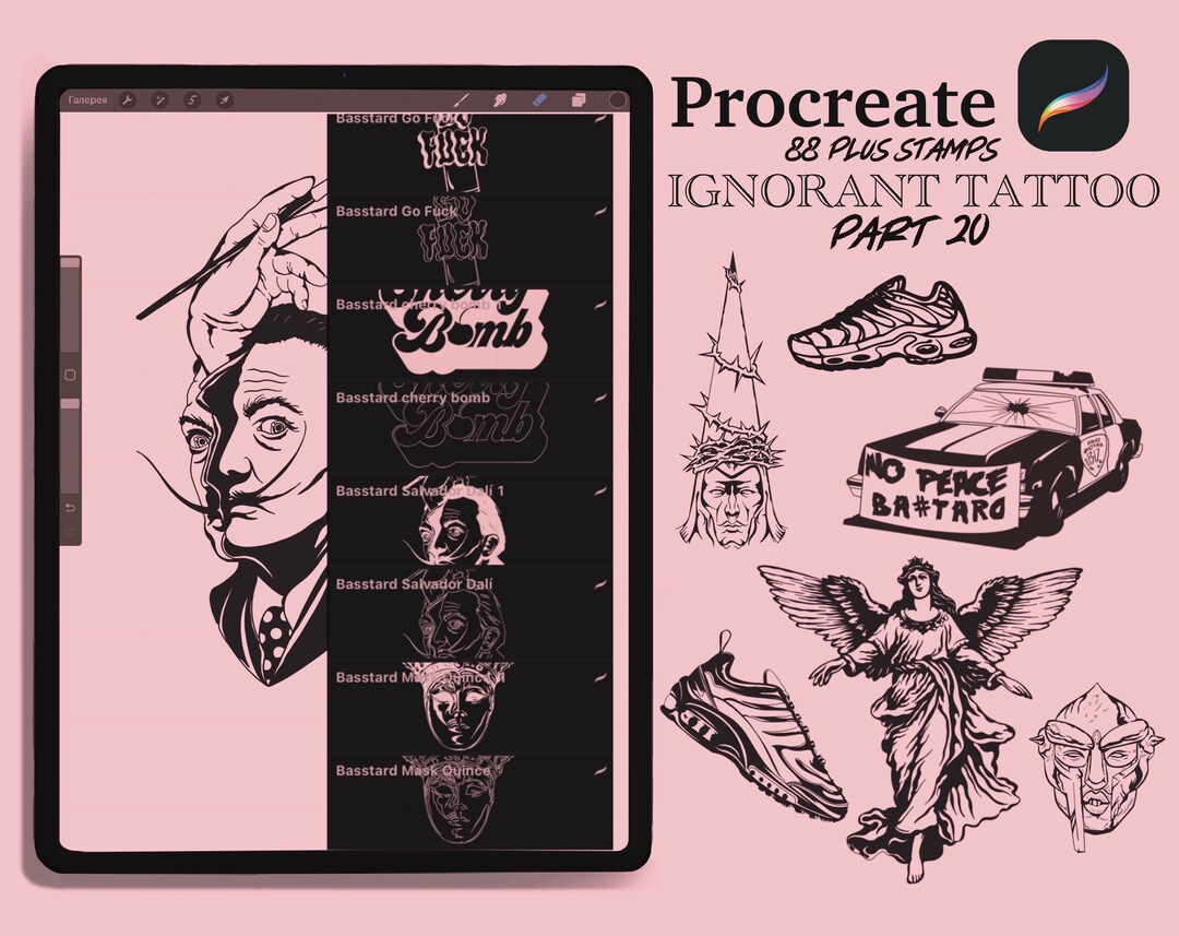 80 + Ignorant Brush Stamp Tattoo From Procreate - Etsy