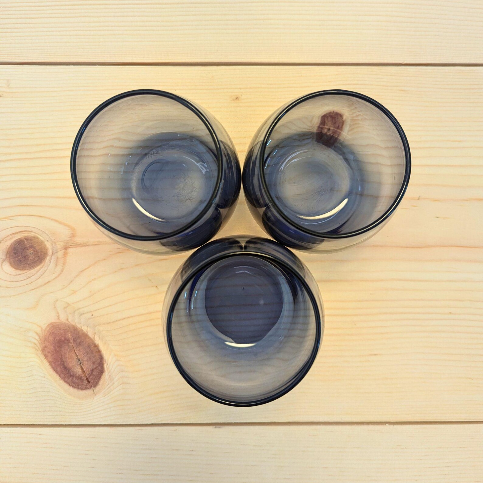 Set of 3 Vintage Blue-tinted Stemless Wine Glasses FREE SHIPPING - Etsy