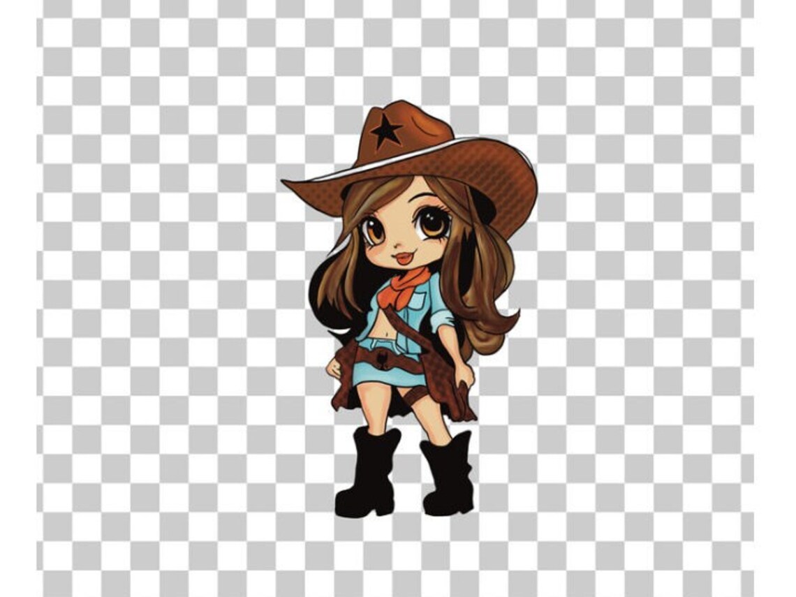Born a Cowgirl | Cartoon Chibi Character - Etsy