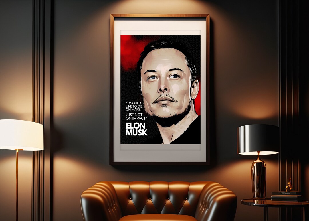 Elon Musk Digital Download Printable Office Artwork Digital Transparent ...