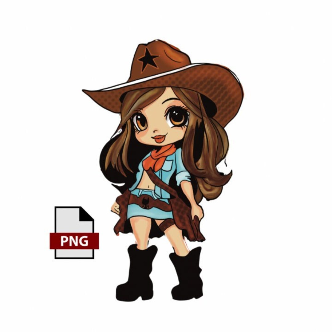 Born a Cowgirl | Cartoon Chibi Character - Etsy