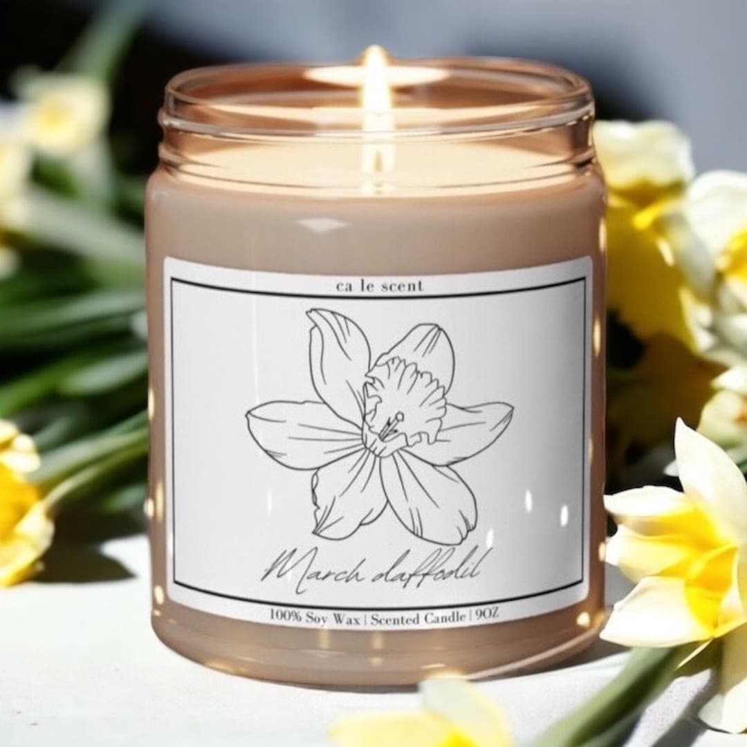 MARCH DAFFODIL Birth Month Flower Candle Birthday Gift for Her March ...