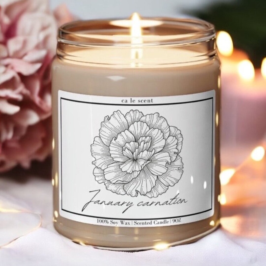 JANUARY CARNATION Birth Month Flower Candle Birthday Gift for Her ...