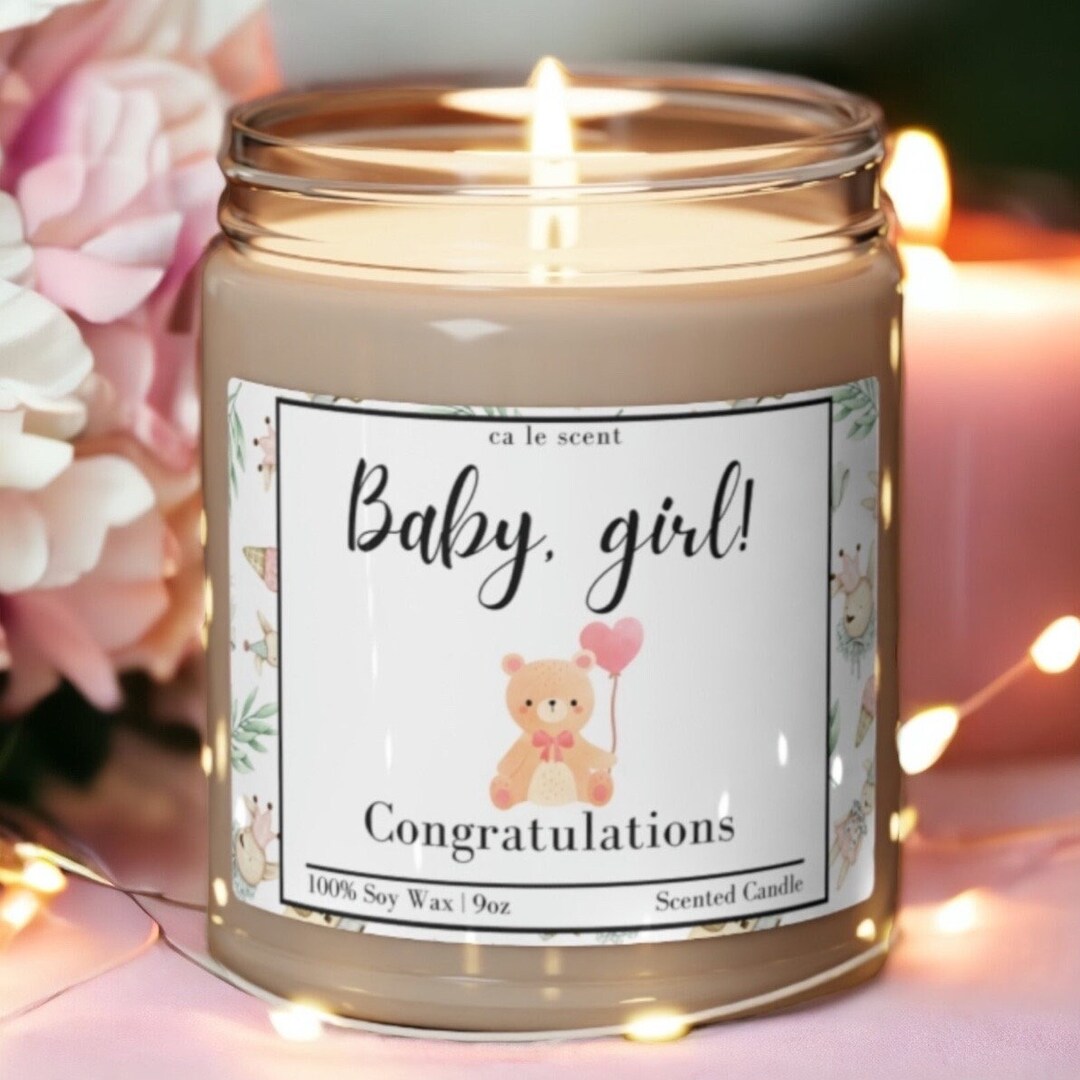 BABY GIRL CANDLE Gift Candle Baby Shower Gift Congratulations Gift For