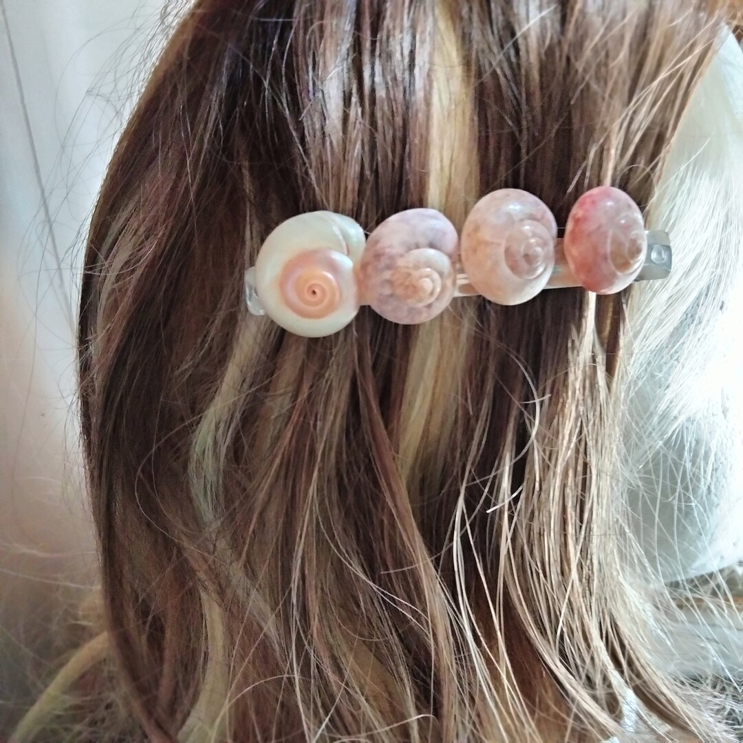 SEASHELL SMALL SILVER Pearl Snail Sea Buttons Barrettes - Etsy