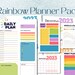 Rainbow Planner Pack Digital, Cute One Page Schedule, Daily Weekly ...
