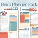 Retro Planner Pack Digital, Cute One Page Schedule, Daily Weekly ...