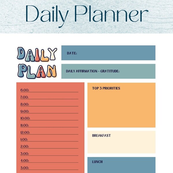 Pastel Planner Pages Digital, Cute One Page Schedule, Daily Weekly ...