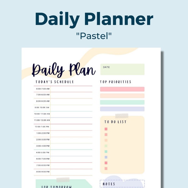 Minimal Daily Planner, Printable Daily Planner Page, One Page Planner, Digital Daily Planner ...