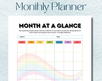 Regal Month at a Glance Printable 2023, Blank Monthly Planner Digital ...