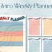 Retro Weekly Planner Printable, Full Week at a Glance Digital Organizer ...