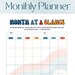 Retro Month at a Glance Printable 2023, Blank Monthly Planner Digital ...