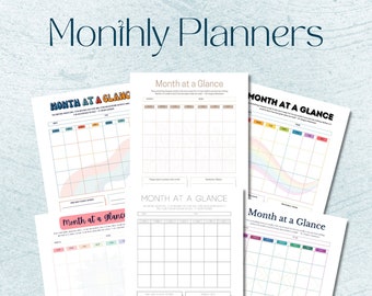 Rainbow Month at a Glance Printable 2023 Blank Monthly - Etsy