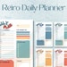 Retro Daily Planner Printable, One Page Digital Plan, Undated Hourly ...
