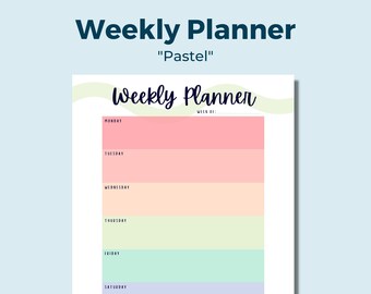 Minimal Weekly Planner, 2023 Weekly Planner Printable, Digital Vertical ...