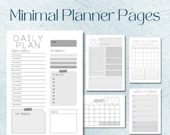 Minimal Planner Pack Digital, Cute One Page Schedule, Daily Weekly ...