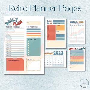 Retro Planner Pages Digital, Cute One Page Schedule, Daily Weekly ...